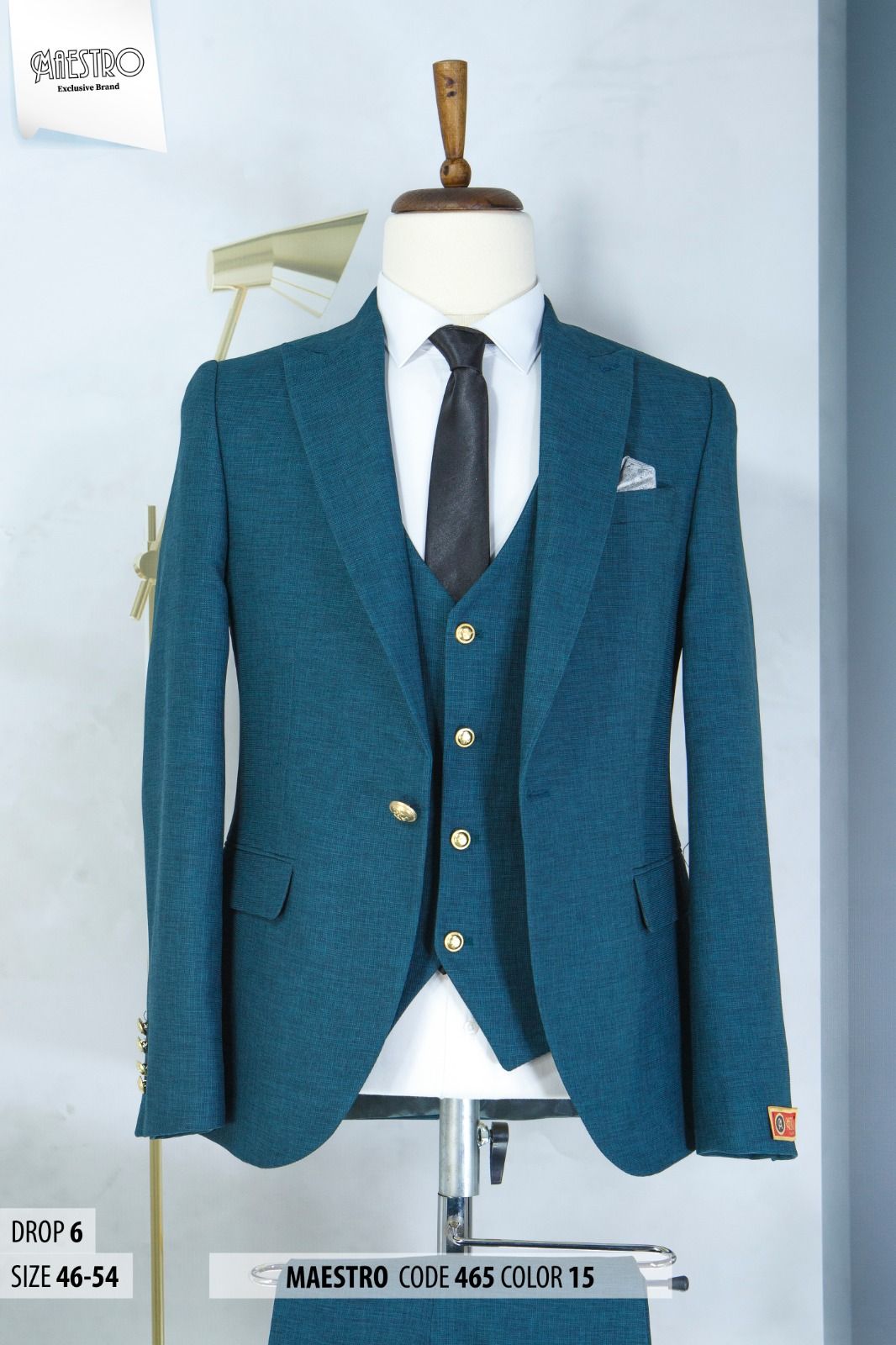 Buy EXECUTIVE BLUE 3 PIECE TURKEY SUIT WITH GOLDEN BUTTON [SWNL] | ToBuy